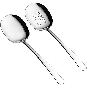 X-Large Serving Spoons Set, 9.8 Inch and 2.8 Inch Slotted Stainless Steel (2 Pack)