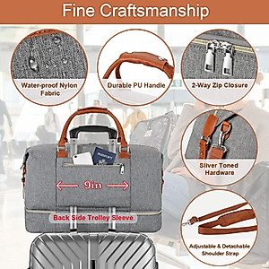 Weekender Bag for Women, Travel Duffel Bag Carry On Overnight Bag with Shoe Compartment Large Nylon Travel Weekend Tote Bag