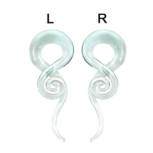 TOPBRIGHT 0G 00G 1/2 inch Spiral Glass Tapers with Jellyfish Ear Expander Plugs Glass Ear Piercing Gauges