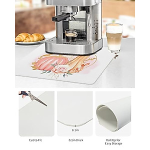 Coffee Mat for Counter, Happy Fall Thanksgiving Pink Pumpkin with Rose Absorbent Hide Stain Coffee Bar Mat, Non-slip Coffee Bar Accessories Kitchen Drying Mat Fit Under Coffee Maker Espresso Machine