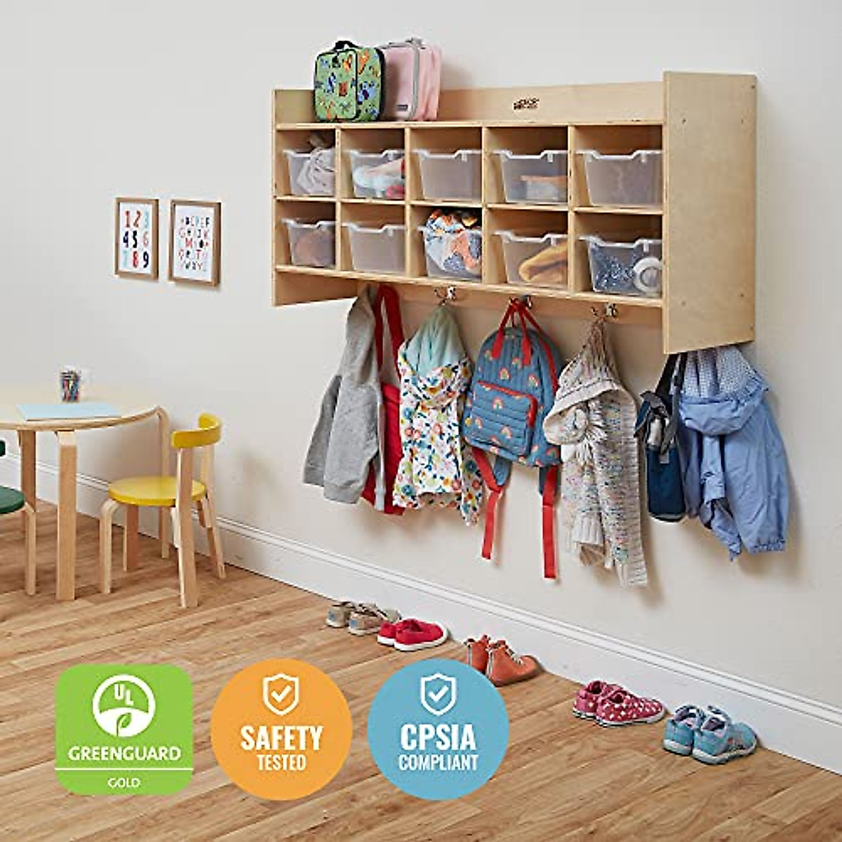 ECR4Kids Scoop Front Storage Bins, Multipurpose Organization, Clear, 25-Piece