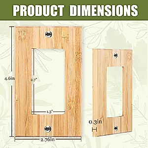 2PC Solid Wood Single Rocker Light Switch Plate 4.5" X 2.76" Bamboo Light Switch Cover Quality Raw Wooden Decorative Bedroom Kitchen Home Decor (Single Rocker)