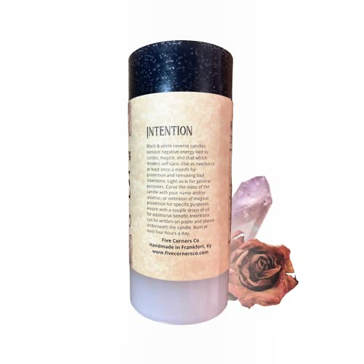 Spell Reversal Candle by Five Corners Co - 2x4 Double Action to Remove Curses and Evil Intention - Candle Magic for Spells, Conjure and Witchcraft - Black White Scented Pillar Candle