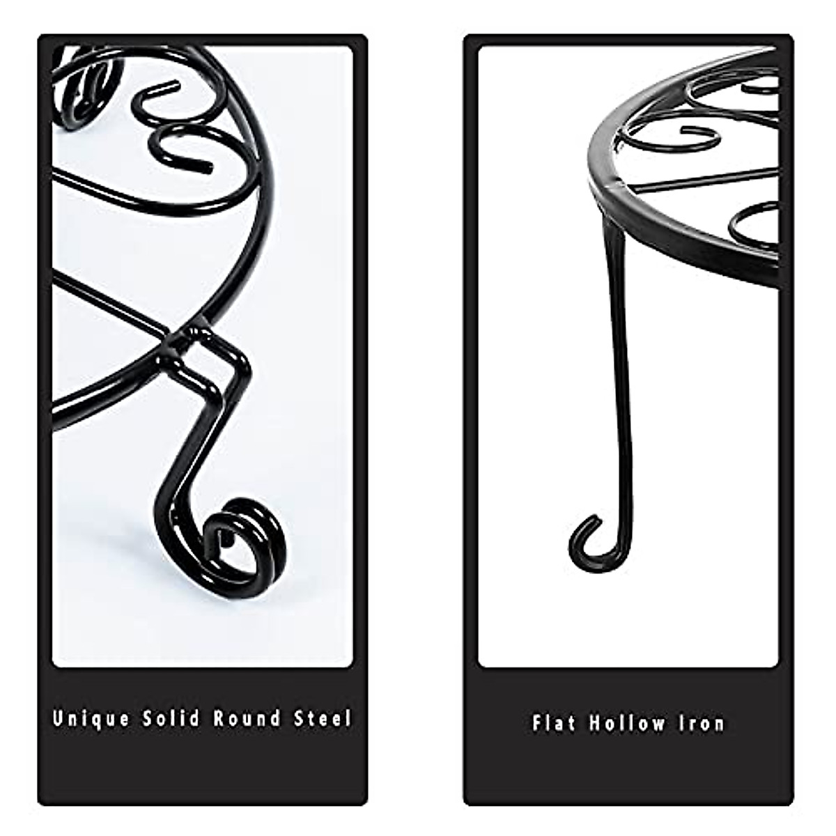 NSYOOMH 2 pack 10"-12" Rustproof Black Metal Plant Stands Heavy Duty Plants Holder Outdoor Indoor, Round Wrought Iron Flower Planter Pot Stand, Corner Gardening Pumpkin Stand