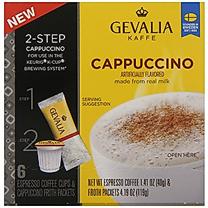 Gevalia Kaffe, 2-Step K-Cup & Froth Packets, (Cappuccino Espresso), 6 Count (Pack of 3)