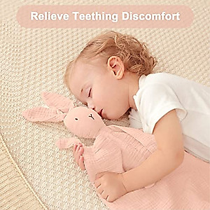 Duago Baby Security Blankets Unisex and Organic Lovey, Cotton Muslin Blanket Bunny, Baby Gifts for Boy and Girl