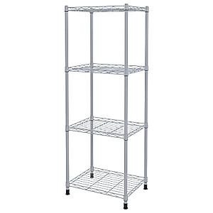 YisanCrafts Storage Shelf Metal Storage Rack Wire Shelving Unit Storage Shelves Metal 4 Tier Fixed Layer Spacing 528Lbs Capacity 17" L x 13" W x 47" H for Pantry Closet Kitchen Laundry Grey