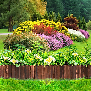 LINSHRY Wood Garden Edging Border, 2 Pack 7.9 in H x 3.9 ft L. Wooden Garden Fence Border for Decorative Landscape Border Edging, Courtyards Planting Fence Tree Fences(Total 7.8ft Length), RXZER03