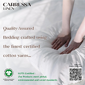 Carressa Linen 100% Organic Cotton Sheet Set King Size - 4 Piece Organic Sheets for King Bed, Soft, Crisp, Cooling Sateen Weave, Breathable Hotel Quality 16" Deep Pocket Bedsheet Set (Taupe)