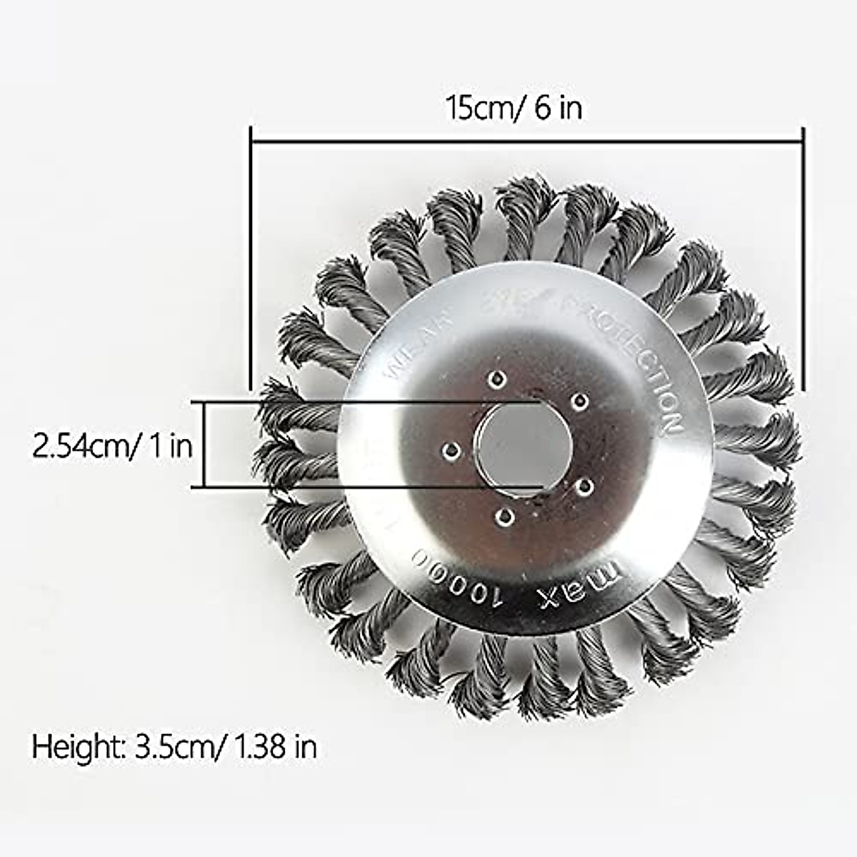 XLENTGEN 6 Inch Steel Wire Brush Cutter Trimmer Head - Professional Round Head Lawn Mower Accessories - Lawn Rotary Steel Wire Brush for Rust Removal, Lawn Patio, Garden, Masonry Pavement, Driveway