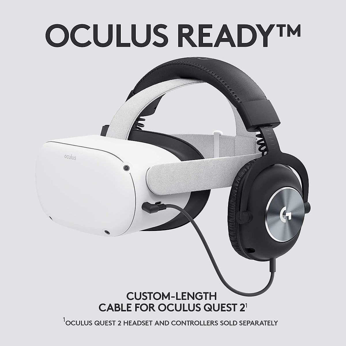 Logitech G PRO Gaming Headset for Oculus Quest 2 - Oculus Ready - Custom-Length Cable - PRO-G Precision Gaming Audio Driver - Steel and Aluminum Build - Low-Latency 3.5 mm Aux Connection (Renewed)