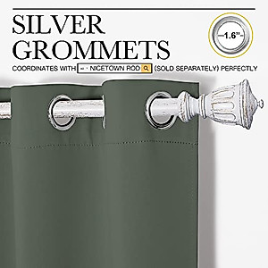 NICETOWN Dark Mallard Blackout Draperies Curtains - Pair of Grommet Top Thermal Insulated Blackout Decorative Curtains for Thanksgiving Day & Christmas Decor(55 inches Wide by 90 inches Long)