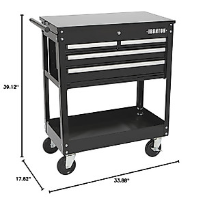 Ironton 30in. 4-Drawer Tool Cart - 33-7/8in.L x 17-5/8in.W x 39-1/8in.H, 500-Lb. Capacity