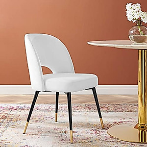 Modway Rouse Performance Velvet Dining Side Chair in White 23 x 20 x 32