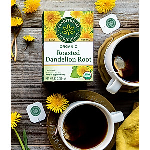 Traditional Medicinals Organic Roasted Dandelion Root Herbal Tea, Supports Healthy Digestion, (Pack of 1) - 16 Tea Bags