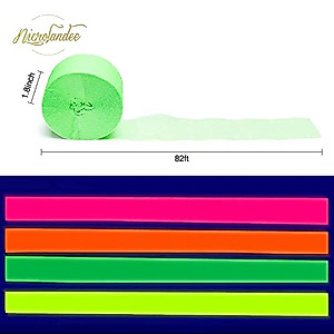 NICROLANDEE Blacklight Party Decorations - 12PCS Fluorescent Neon UV Reactive Glow Tissue Paper Pom Poms & 4Rolls Glow Crepe Paper Streamers for Graduation, Birthday, Fiesta Party, Wedding, Prom Dance