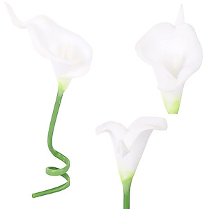 IPOPU 24PCS Artificial Flowers Fake Calla Lily Flowers Real Touch Calla Lily Faux Flowers Arrangement Bouquet for Home Garden Office Party Wedding Bouquet Centerpieces Flower Home Decoration (White)