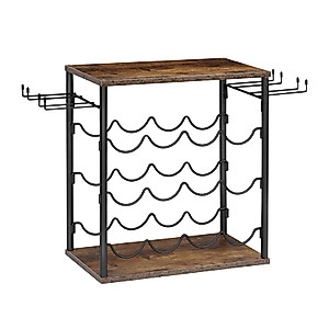 melos Wine Rack, 12 Bottle Wine Holder Stand for Table, 3 Tier Freestanding Small Wine Rack Countertop, Wine Shelf for Cabinet, Home, Kitchen, Bar, Hotel, Restaurant, Brown