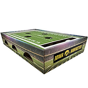 Pets First NCAA Iowa Hawkeyes Cat Scratcher Box, Game Day Cat Toy, NCAA Football Field Designed Cat Scratcher and Lounge, Stimulating Cat Game,IA-5028