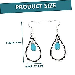 Abaodam 4 Pairs Turquoise Earrings Funky Earrings Earring Hoops for Women Earrings for Women Hoops Turquoise Jewelry Ladies Jewelry Fashion Jewelry Bohemian Miss Metal Body Accessories