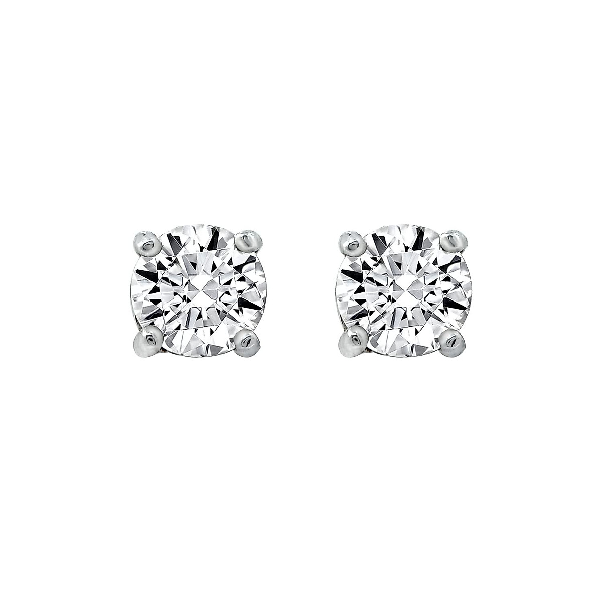 Amazon Essentials Platinum Plated Sterling Silver Stud Earrings set with Round Cut Infinite Elements Cubic Zirconia (1 cttw) (previously Amazon Collection)