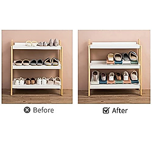 MengK Shoe Slots Organizer Adjustable Shoe Slots Organizer Shoe Racks Shoe Space Saver Shoe Holder Shoe Stacker for Girls Ladies Family Closet Cabinet