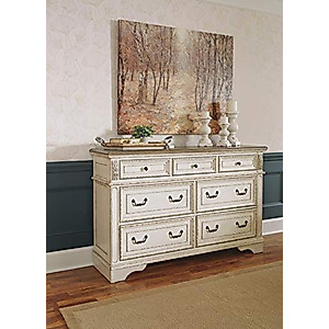 Signature Design by Ashley Realyn French Country 7 Drawer Two Tone Dresser, Chipped White