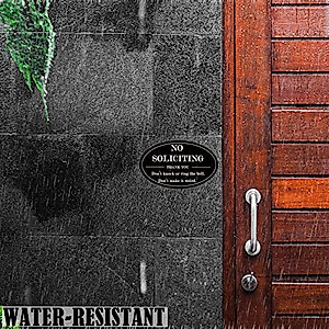 No Soliciting Signs for House, 2pack No soliciting Sign for Home- Printing on Wood, Self adhesive sticker at back, ideal for Front door, window, house,home, office. Black