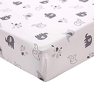 Brandream Playful Elephant Baby Boys and Girl Nursery Crib Bedding Sets 6 Pieces, Grey&Mint