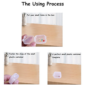 HONGYIECO 80 Pcs Mini Square Storage Containers and Organizer with Hinged Lid,Transparent Craft Supply Box for Earrings Chains Tiny Items Earplug