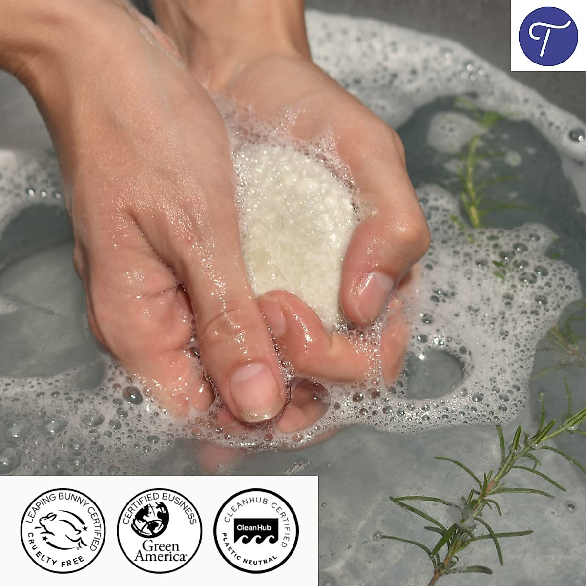 Natural Rosemary Mint Zero Waste Shampoo Bar by Tangie