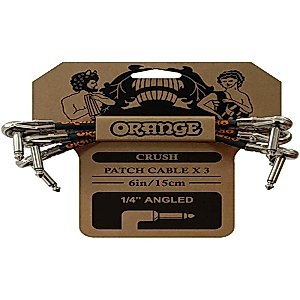 ORANGE Crush Patch Cable x 3 6in/15cm 1/4" Angled CA038 Guitar Patch Cable