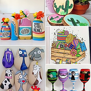 Emooqi Paint Pens, Acrylic Paint Markers 24 Colors Waterproof Pen Set for Rock Painting DIY Craft Supplies Ceramic Glass Canvas Mug Metal Wood-2-3mm Medium Tip