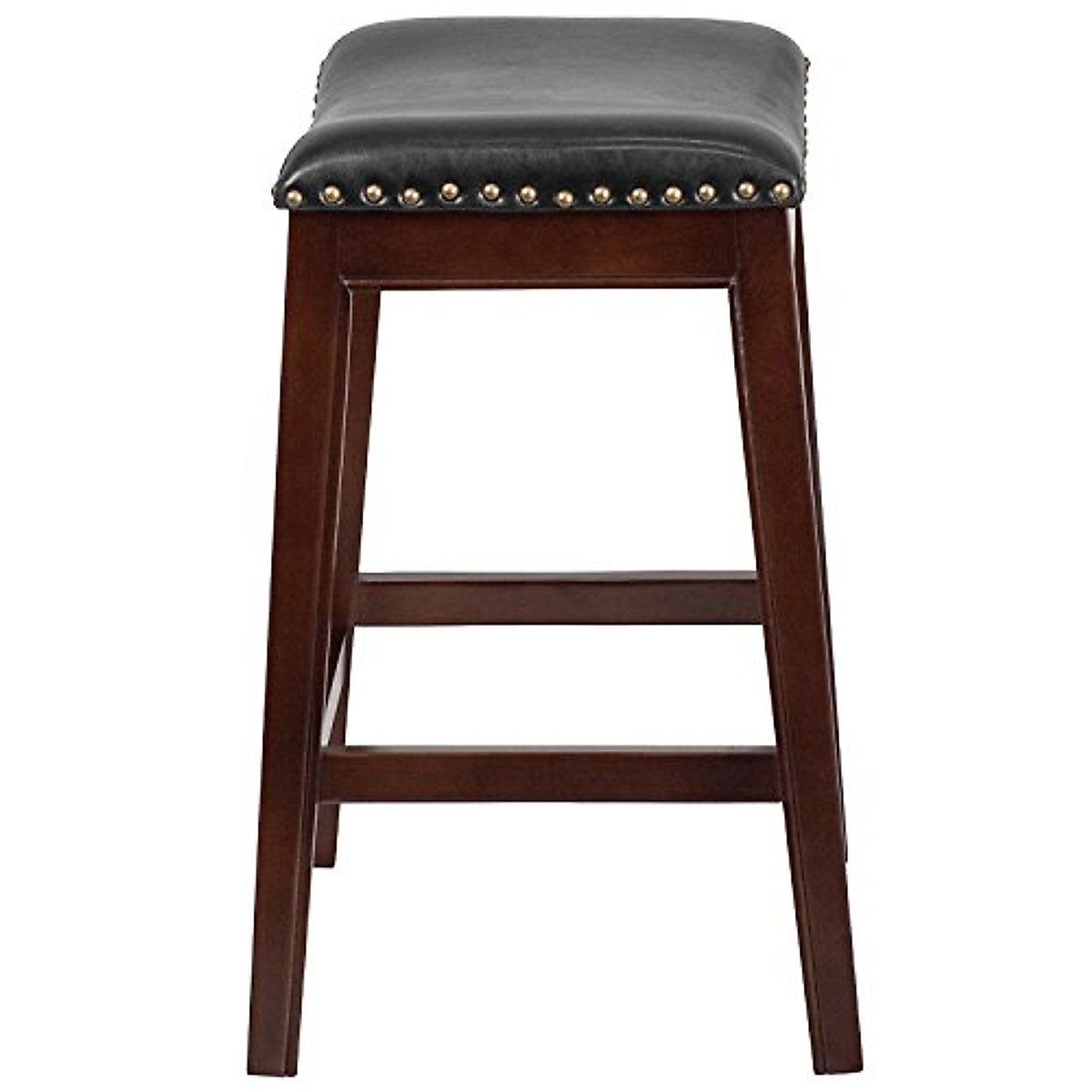 Flash Furniture Alphus 26'' High Backless Cappuccino Wood Counter Height Stool with Black LeatherSoft Saddle Seat