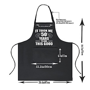POTALKFREE 50th Birthday Gifts for Women Men, Funny Chef Aprons with Pockets, Kitchen Cooking Grilling Apron for Grandma Grandpa Dad Mom, Grill Decorations for Christmas Thanksgiving