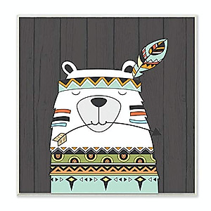 Stupell Home Décor Tribal Boho Bear Wall Plaque Art, 12 x 0.5 x 12, Proudly Made in USA