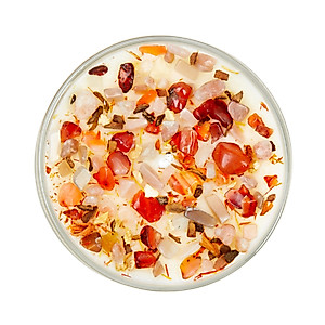 Sacral Chakra Candle by New Moon Beginnings - Chakra Candles - Dried Flower, Herb, & Crystal Candles - Aromatherapy Candles - Soy Candle - 8oz Tin