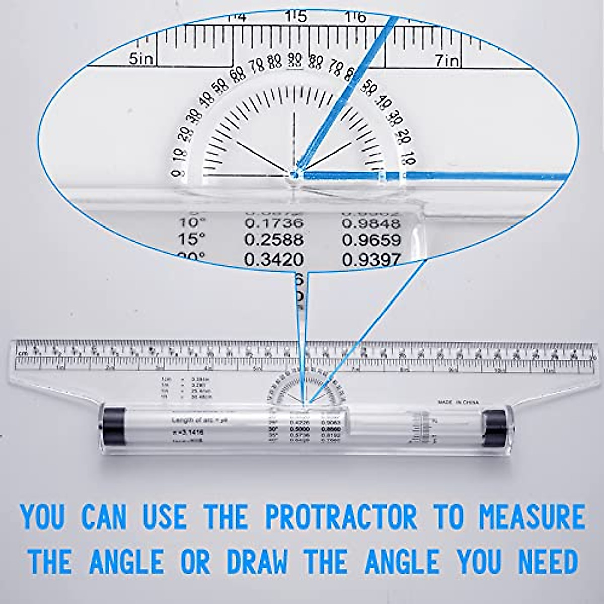 2 Pieces Plastic Measuring Rolling Ruler, Drawing Roller Ruler, Parallel Ruler, Multifunctional Drawing Design Ruler for Measuring, Drafting, Student, School and Office (6 Inch, 12 Inch)