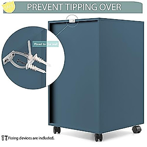 EDGEWOOD 5 Drawer Vertical File Cabinet Filing Storage Wood Organizer Dresser Chest, 16" D x 16" W x 26" H, Blue