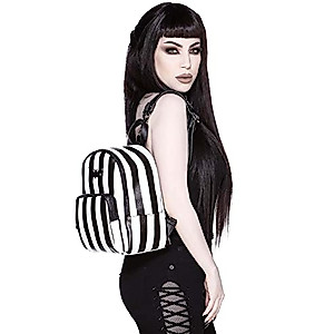 Killstar Rails Black White Stripe Goth Punk Beetlejuice Mini Backpack