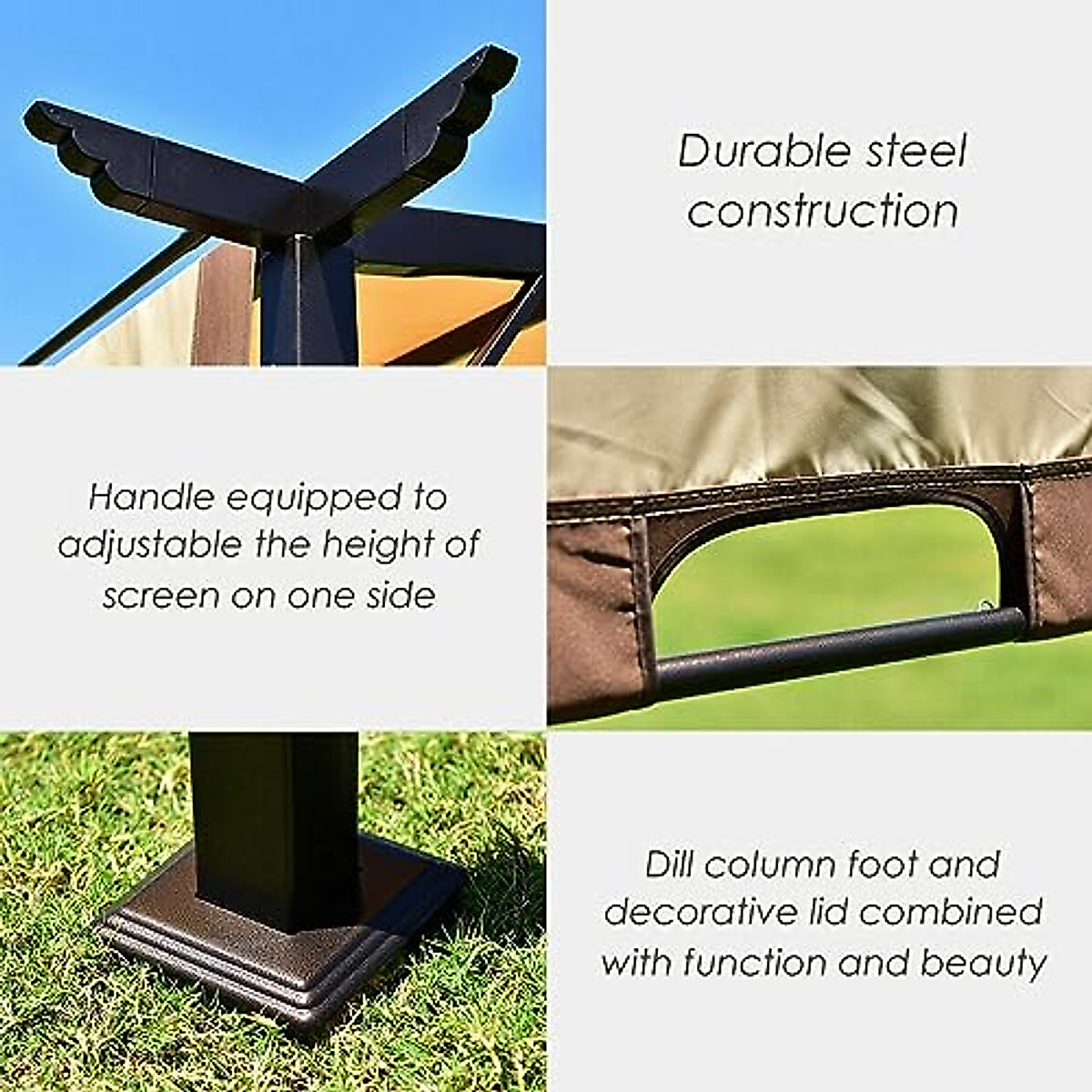 BBQ Gazebo Canopy 12' x 9' Pergola Kit Metal Frame Gazebo &Canopy Cover Patio Furniture Shelter Grill Gazebo Shelter for Patio, Garden