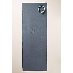 Shandali Hot Yoga Towel - SUEDE - 100% Microfiber, Super Absorbent, Bikram Yoga Mat Towel - Exercise, Fitness, Pilates, and Yoga Gear - Gray 26.5" x 72"