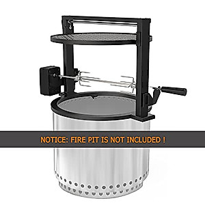only fire Santa-Maria Style Rotisserie Rotating System for Solo Stove Bonfire 19.5" Smokeless Fire Pit - Global Patent