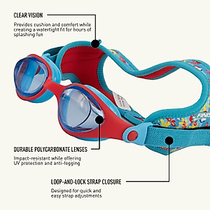 FINIS DragonFly Goggles - Kids Swim Goggles for Ages 4-12 with UV Protection, Buoyant Neoprene Strap, and Durable Lenses - PVC- and Latex-Free - Crab