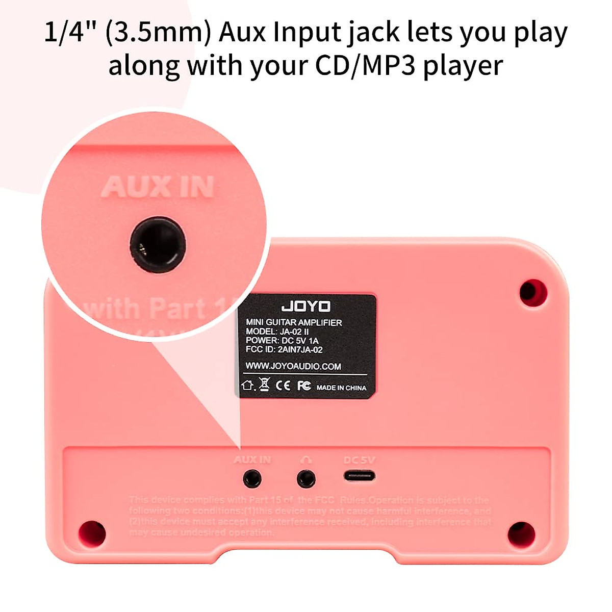 JOYO JA-02 II Pink Small Guitar Practice Combo Amplifier and JT-09 Guitar Tuner