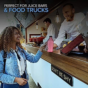 32 oz Juice Bottles with Caps for Juicing (6 pack) - Reusable Clear Empty Plastic Bottles - 32 Oz Drink Containers for Mini Fridge - Water Bottles Bulk - Includes Labels, Brush & Funnel