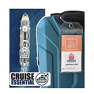 Cruise Luggage Tags (5-Pc Kit) Wide Luggage tag Holder Cruise Essentials Zip Seal Reusable and Steel Loops Premium Clear Thicken Luggage Tags Waterproof