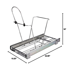 Hardware Resources Single 35-Quart Trash Bin Cabinet Pullout System - 1 Black Waste, Recycling Bins - Easy-Installation Polished Chrome Ball-Bearing Garbage Slider, Door Mounting Kit - 8.75 Gallons