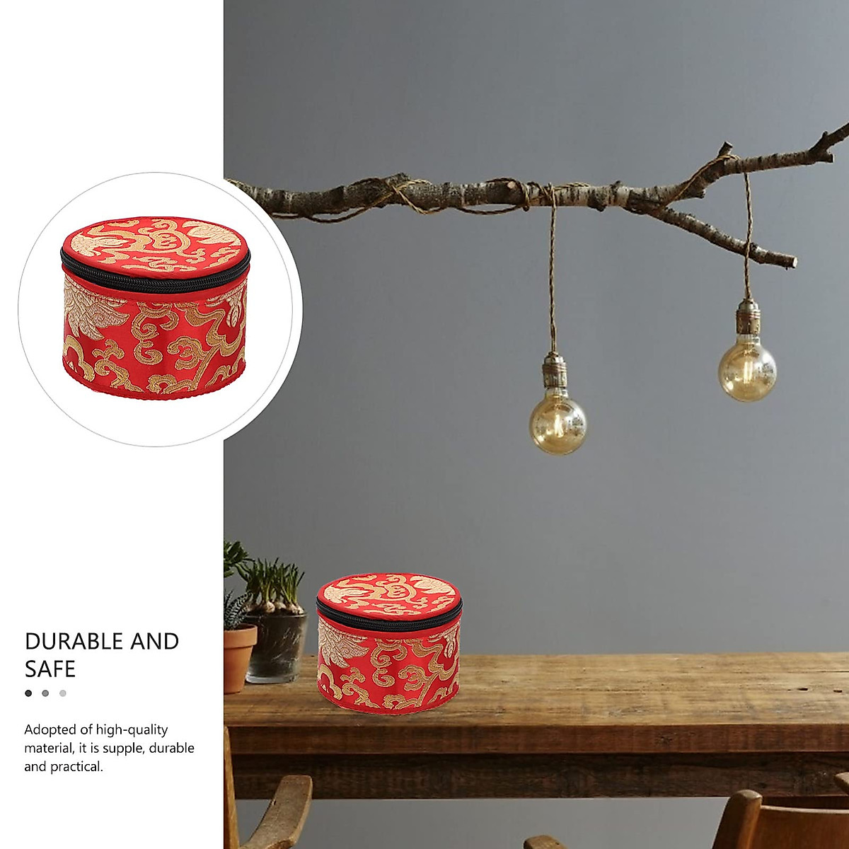 Brocade Cushion Carry Bag Singing Bowl Case Storage Bag: Singing Bowl Carry Case Bag Zippered Tibetan Sound Bowl Cover Container for Buddhist Meditation Bowl 16CM Cushion Meditation Bowl