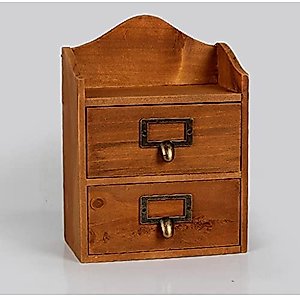 ZSEDP 1 Pc Household Storage Decoration Wood Cosmetic Box Vintage Wooden Storage Case Drawer Makeup Storage Box